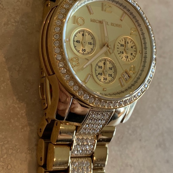 Michael Kors | Accessories | Michael Kors Runway Chronograph Mk59 Gold ...
